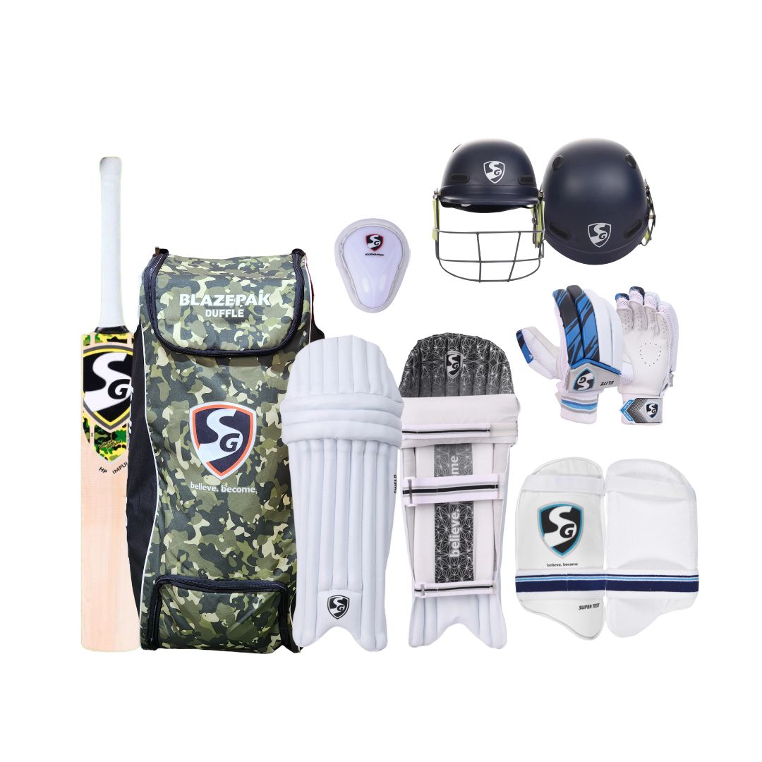 SG HP Impulse Hybrid English Willow Cricket Kit Set, Complete Cricket ...